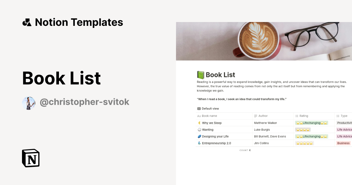 Book List Template | Notion Marketplace