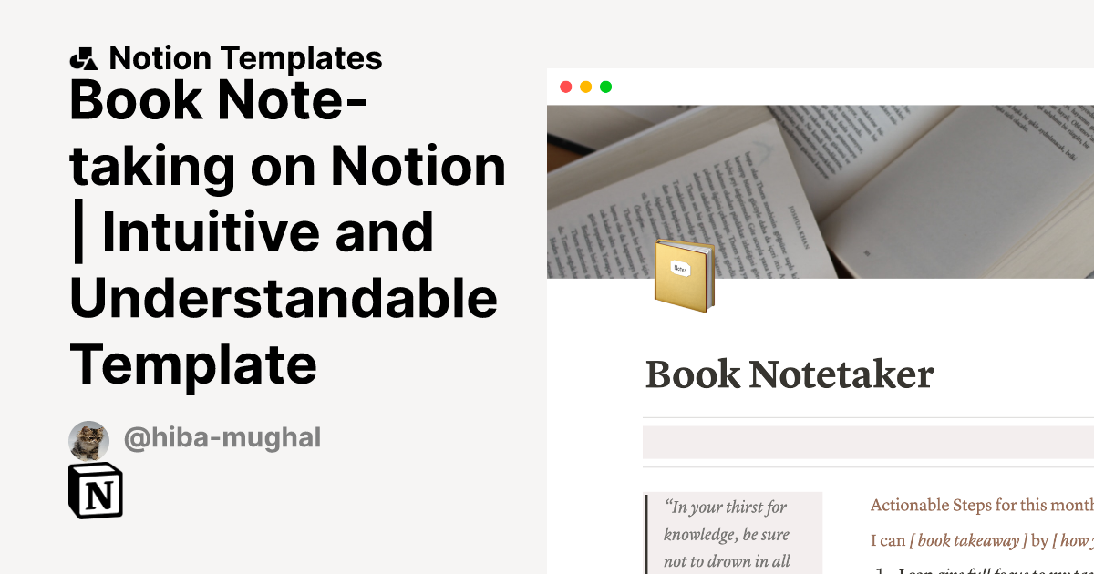 Book Note-taking on Notion | Intuitive and Understandable Template ...