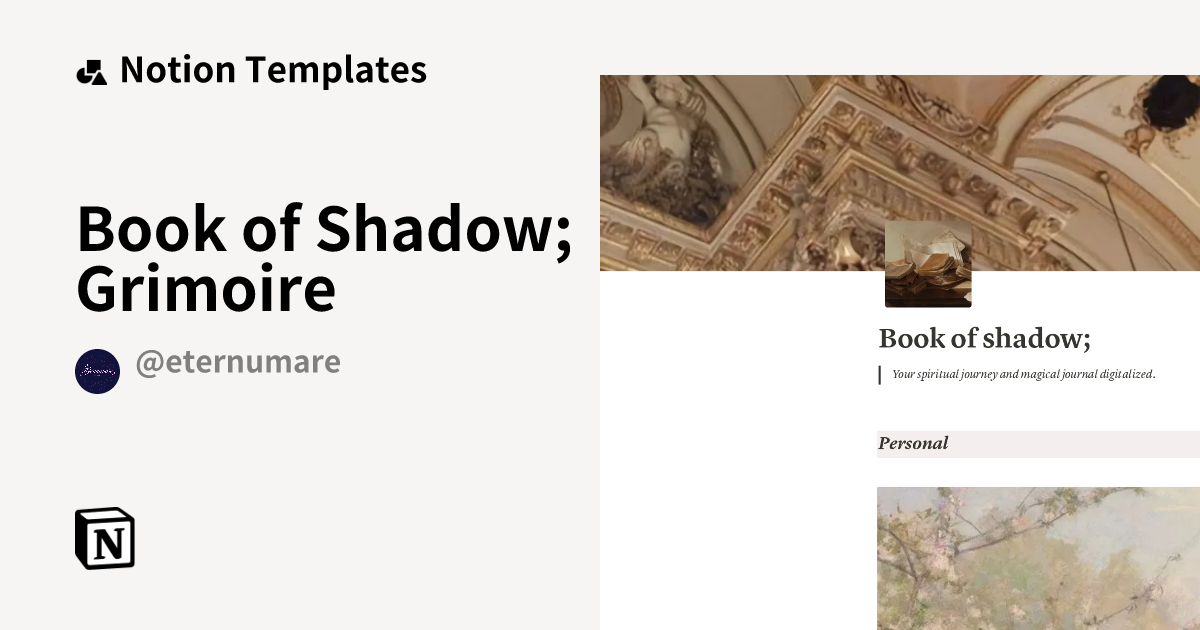 Book of Shadow; Grimoire Template | Notion Marketplace