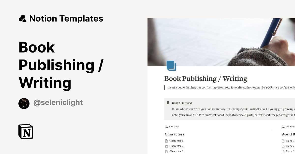 Book Publishing / Writing Template | Notion Marketplace