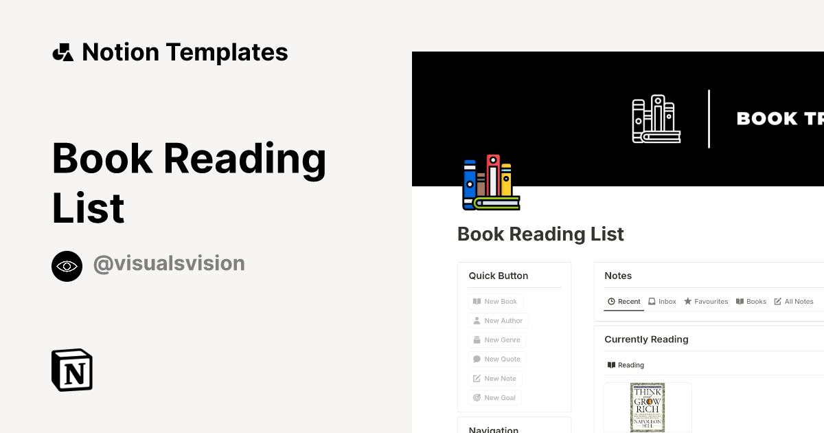 Book Reading List Template | Notion Marketplace