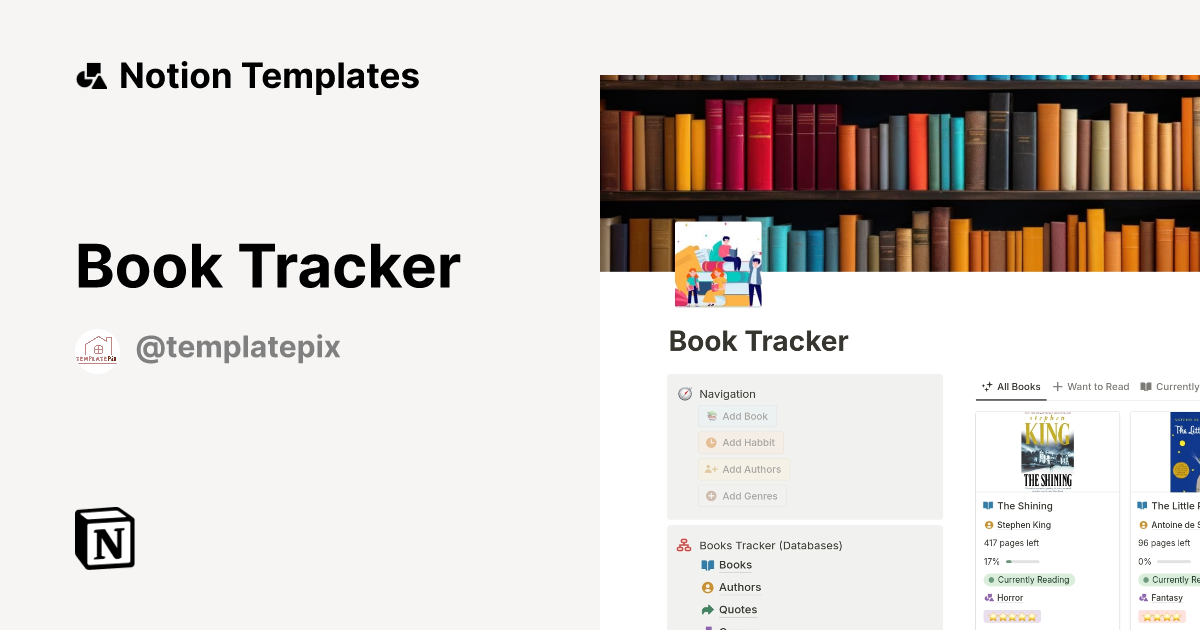 Book Tracker Template by TemplatePix | Notion Marketplace