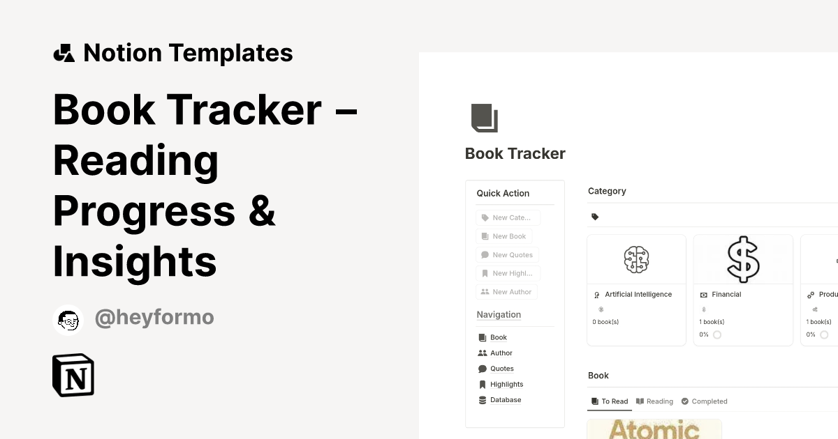 Book Tracker – Reading Progress & Insights Template | Notion Marketplace