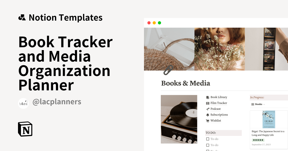 Book Tracker and Media Organization Planner Template | Notion Marketplace