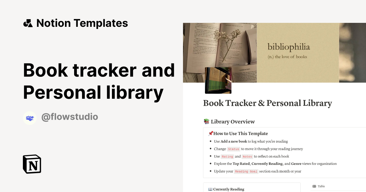 Book tracker and Personal library Template | Notion Marketplace