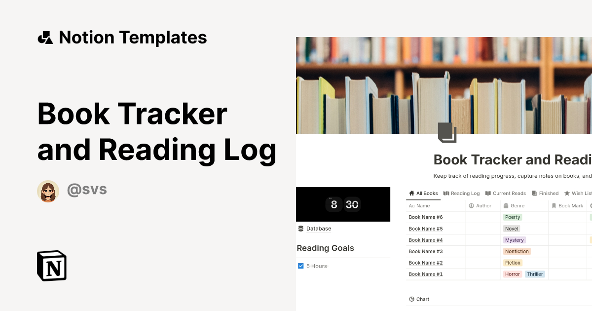 Book Tracker and Reading Log Template | Notion Marketplace