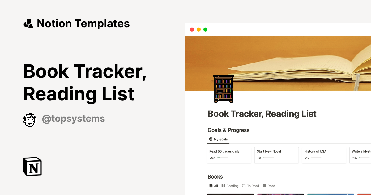 Book Tracker, Reading List Template | Notion Marketplace