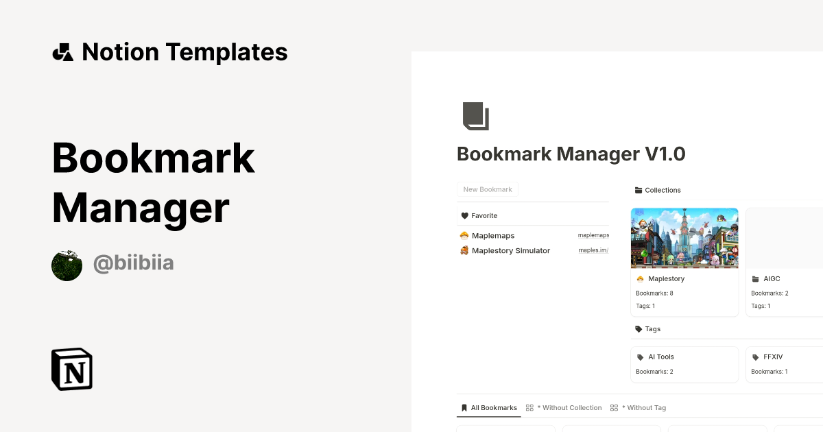 Bookmark Manager Template | Notion Marketplace