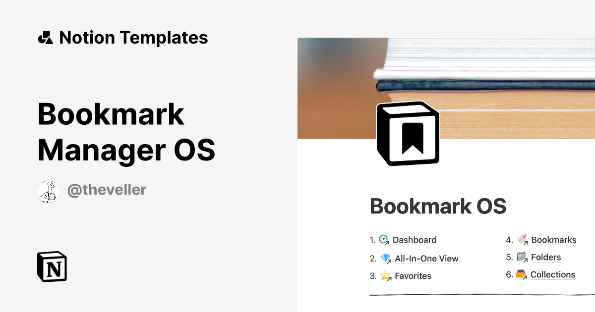 Bookmark Manager OS Template by Ignacio Velásquez (TheVeller) | Notion ...