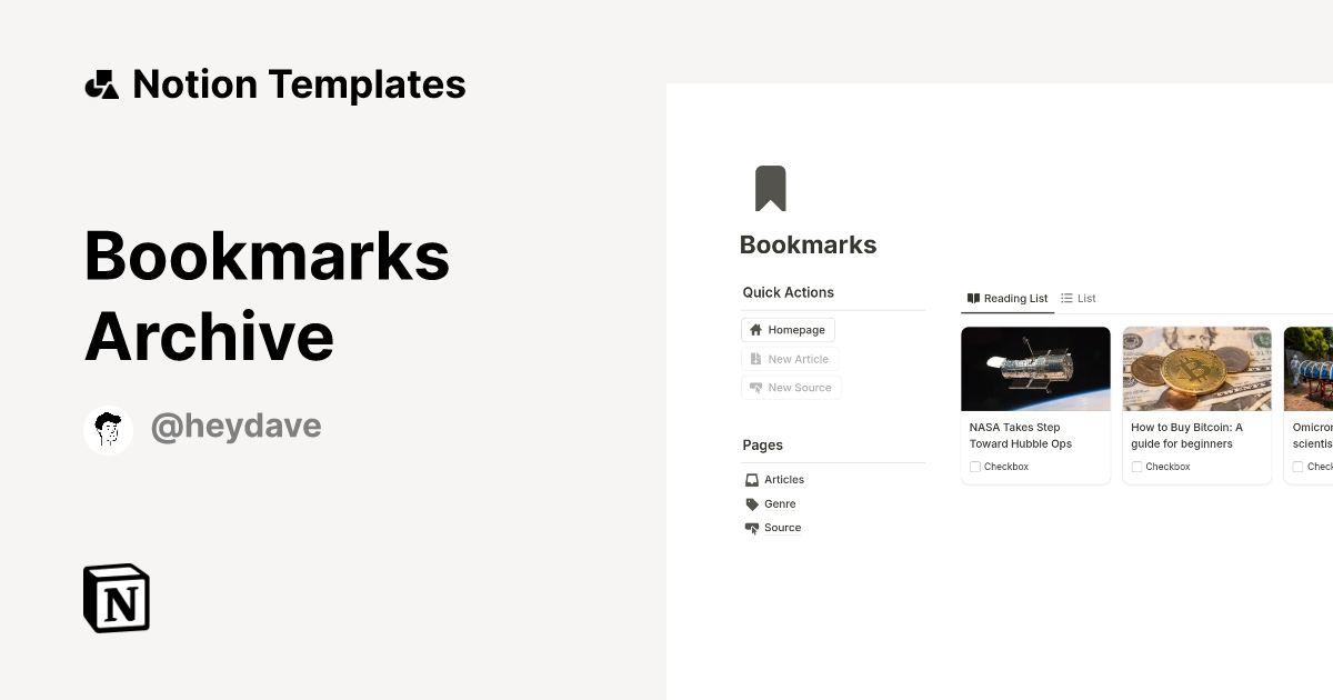 Bookmarks Archive Template | Notion Marketplace