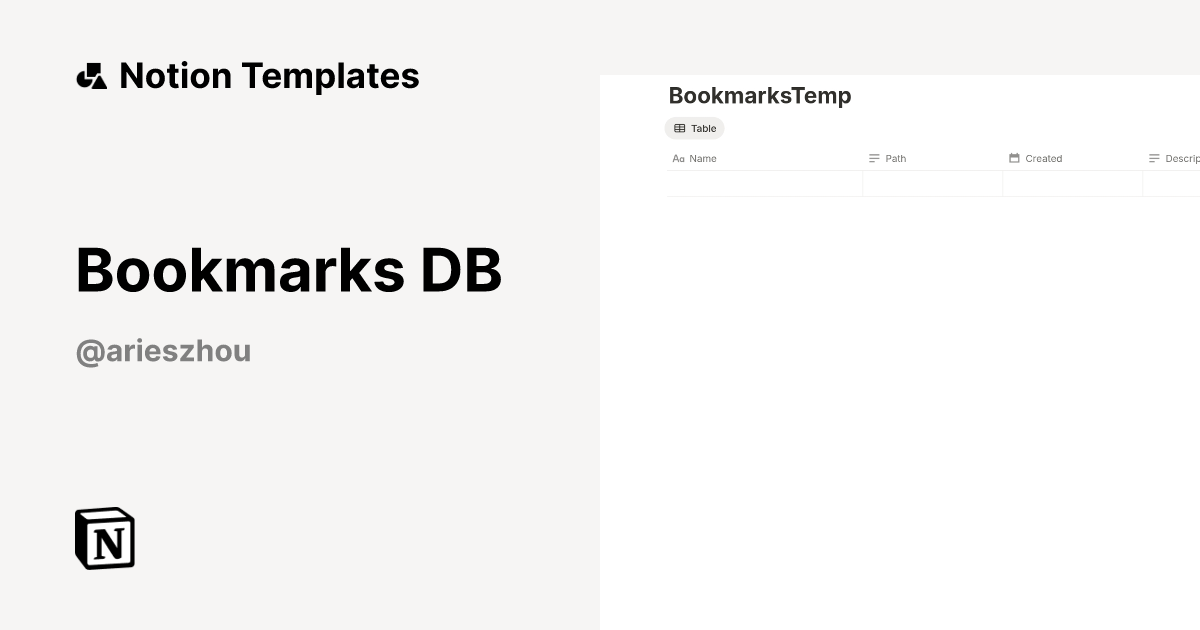 Bookmarks DB Template by BNS | Notion Marketplace