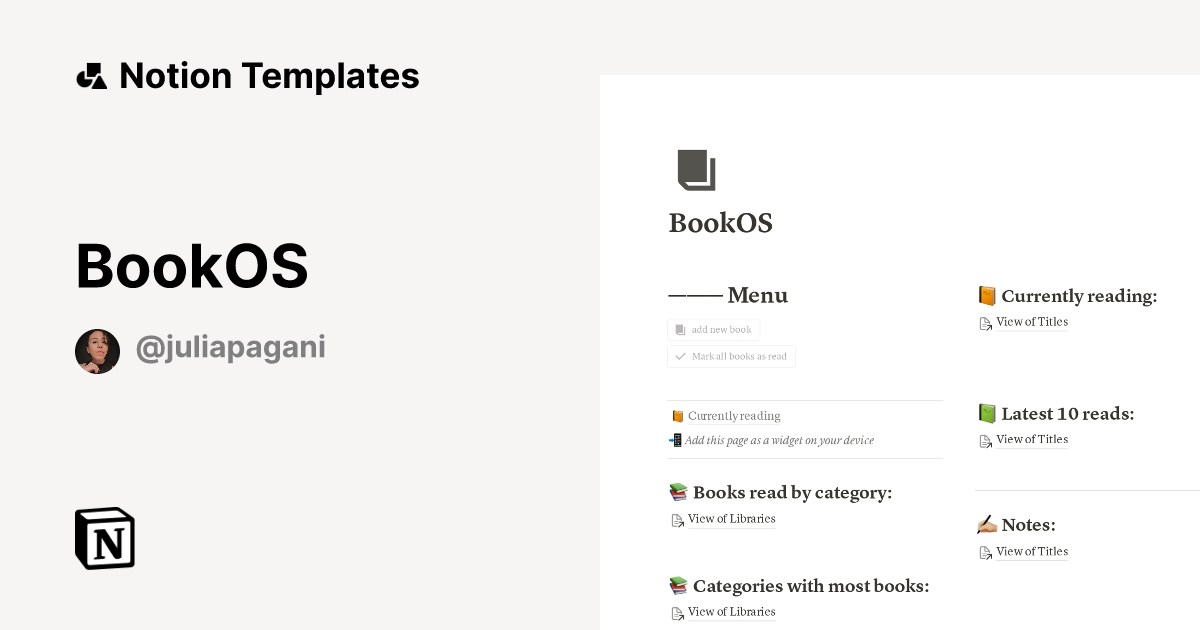 BookOS Template | Notion Marketplace