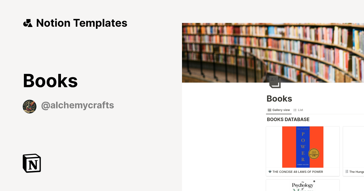 Books Template | Notion Marketplace