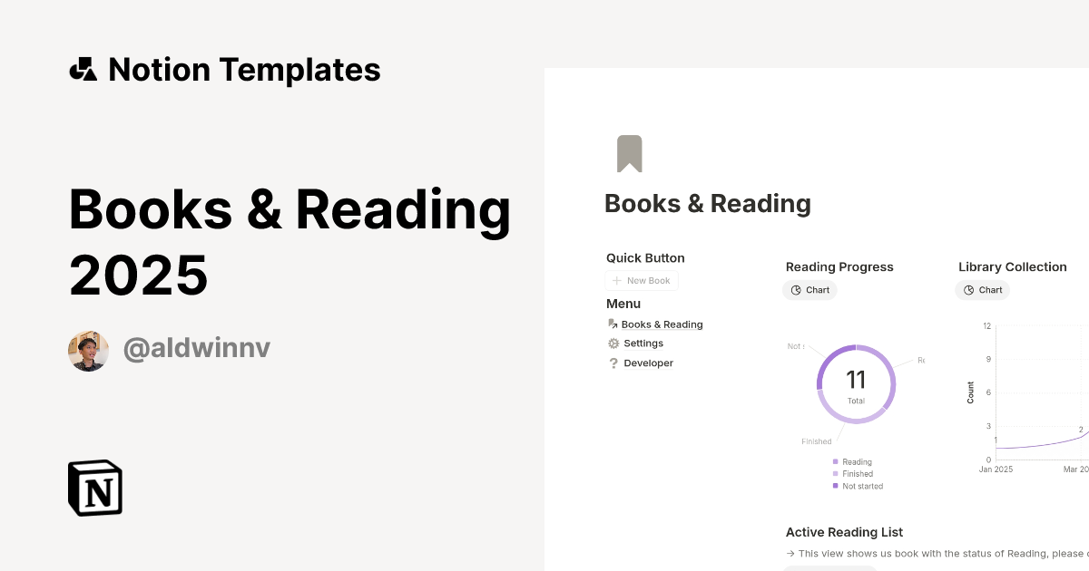 Books & Reading 2025 Template by Aldwin Nou | Notion Marketplace