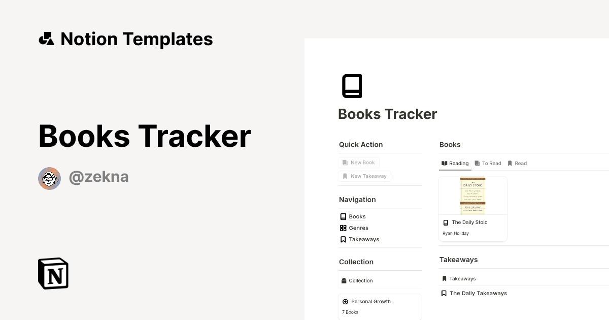 Books Tracker Template by Zekna | Notion Marketplace