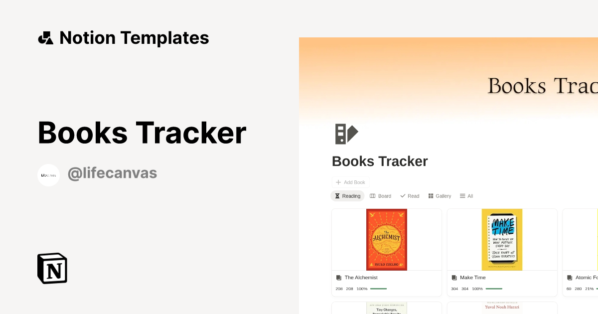 Books Tracker Template | Notion Marketplace