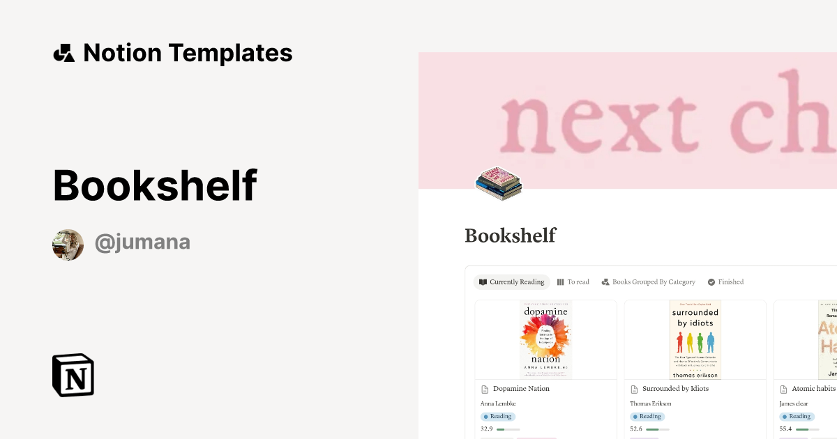 Bookshelf Template by jumana | Notion Marketplace