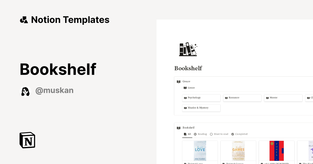 Bookshelf Template by Effectory | Notion Marketplace