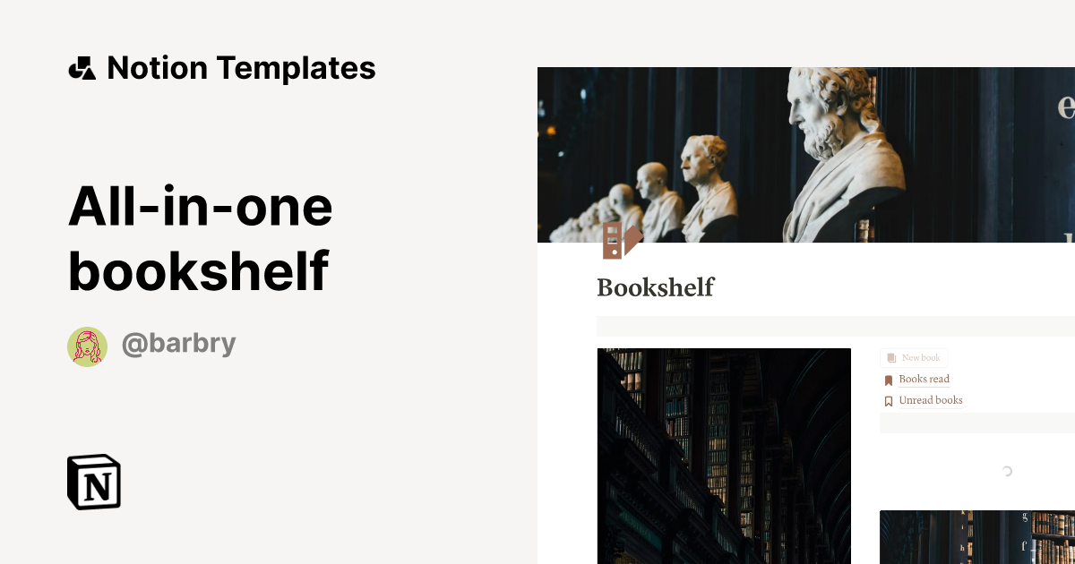 All-in-one bookshelf Template by Barbry | Notion Marketplace