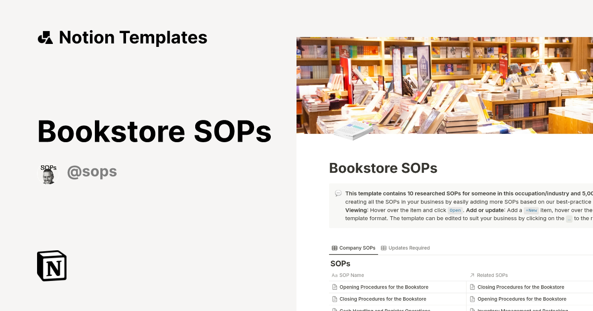 Bookstore SOPs Template | Notion Marketplace