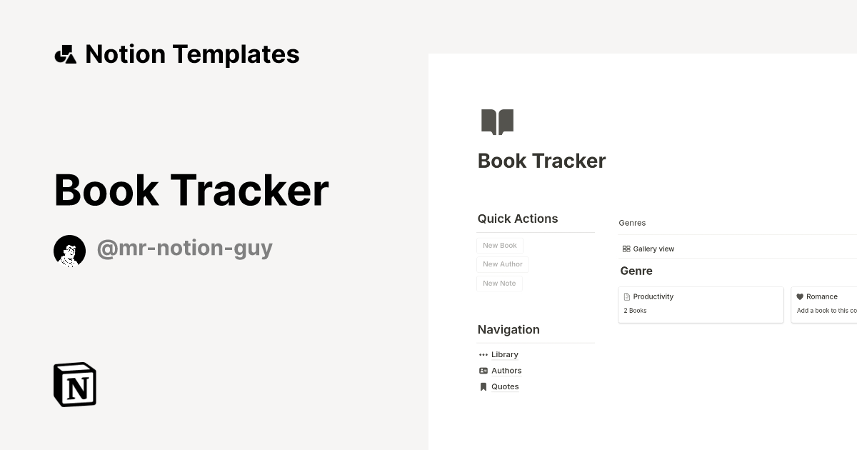 Book Tracker Template by Mr Notion Guy | Notion Marketplace