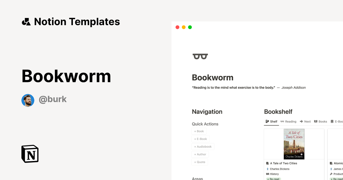 Bookworm Template by Burk | Notion Marketplace