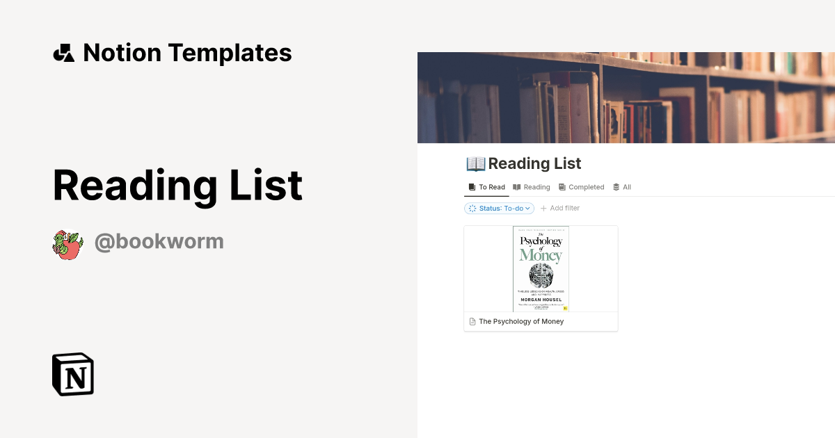 Reading List Template by Bookworm | Notion Marketplace
