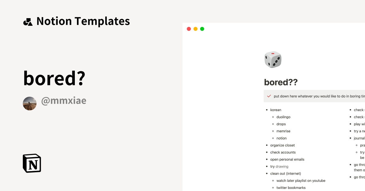 bored? Template by M | Notion Marketplace