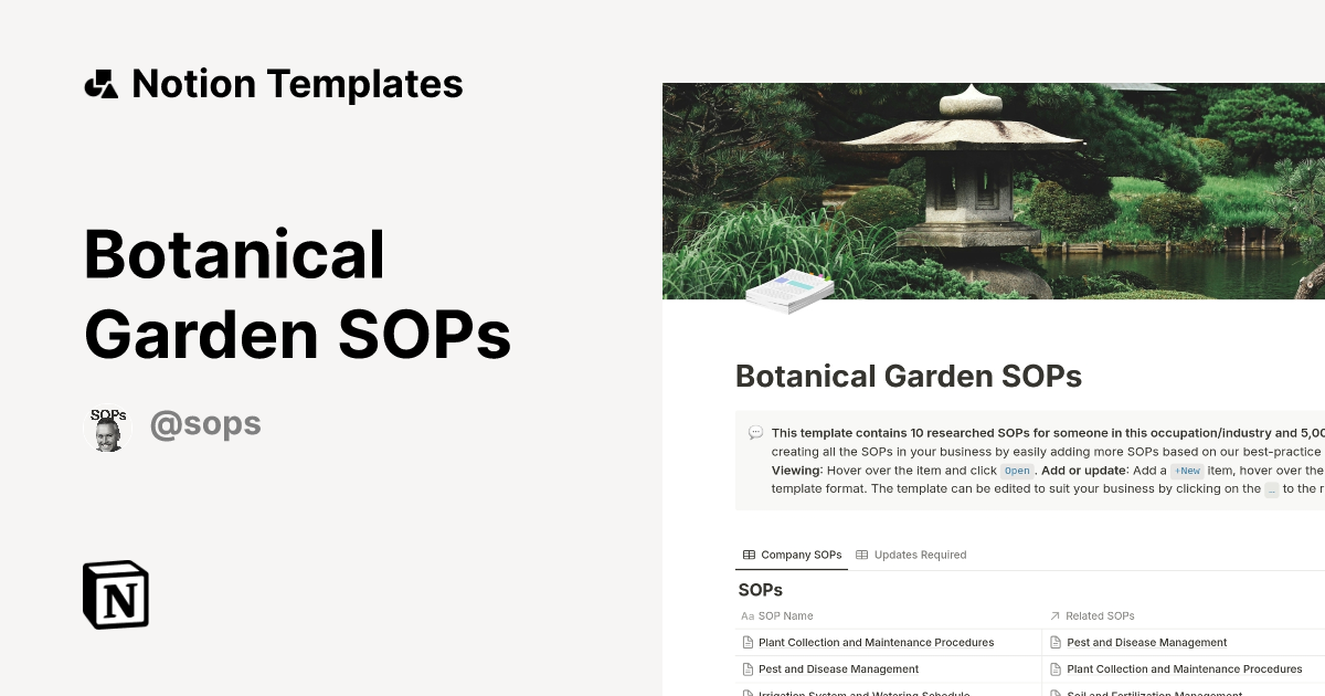 Botanical Garden SOPs Template by SOPs | Notion Marketplace