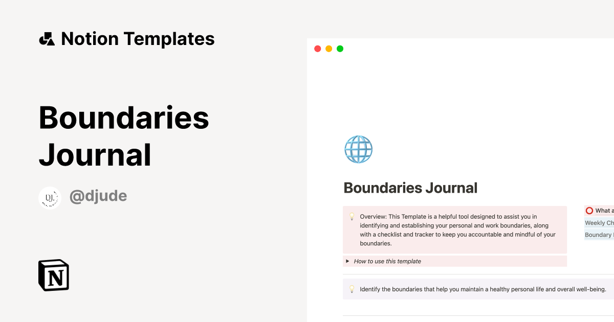 Boundaries Journal Template | Notion Marketplace