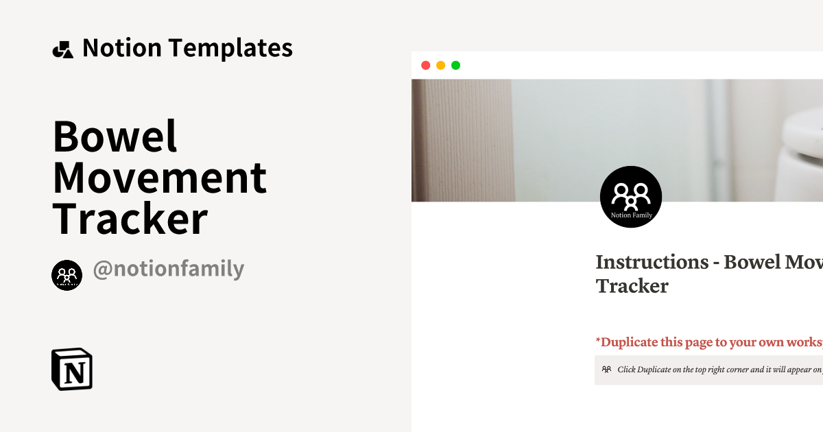 Bowel Movement Tracker Template by Notion Family | Notion Marketplace