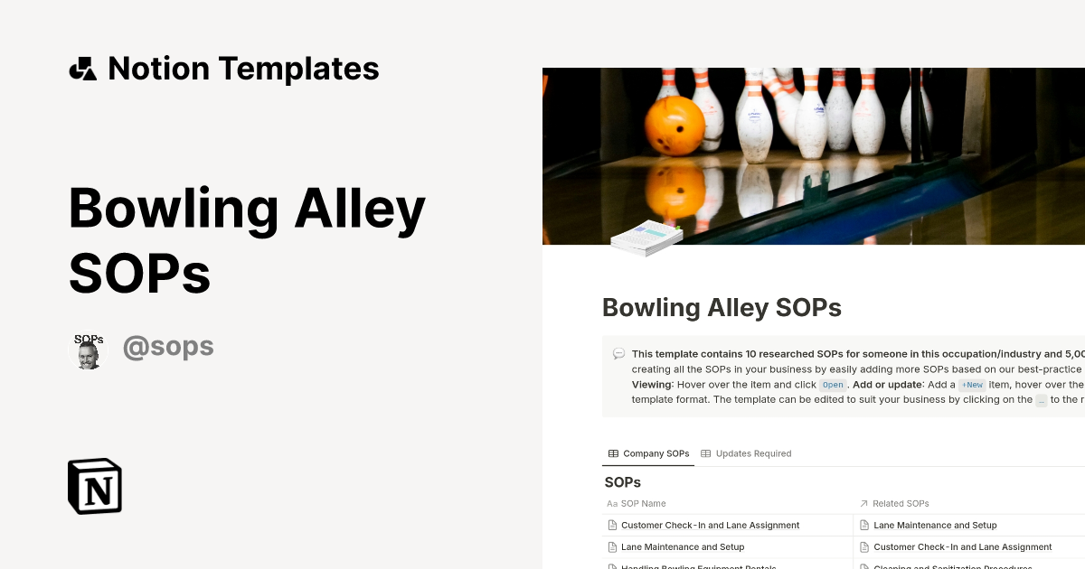 Bowling Alley SOPs Template | Notion Marketplace