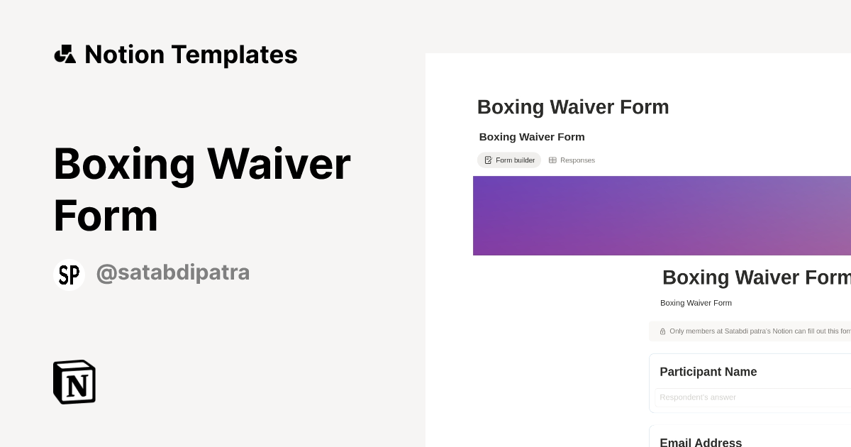 Boxing Waiver Form Template | Notion Marketplace
