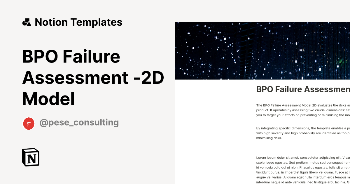 BPO Failure Assessment -2D Model Template | Notion Marketplace