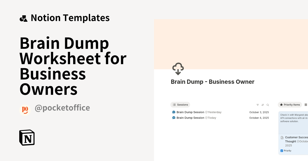 Brain Dump Worksheet for Business Owners Template | Notion Marketplace
