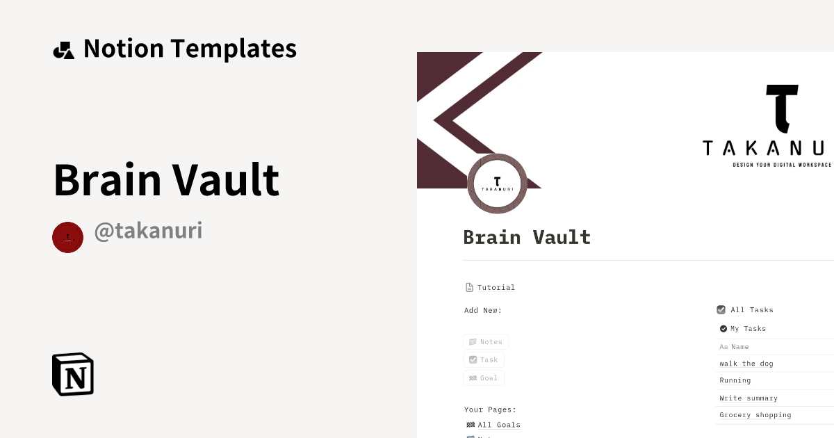Brain Vault Template | Notion Marketplace