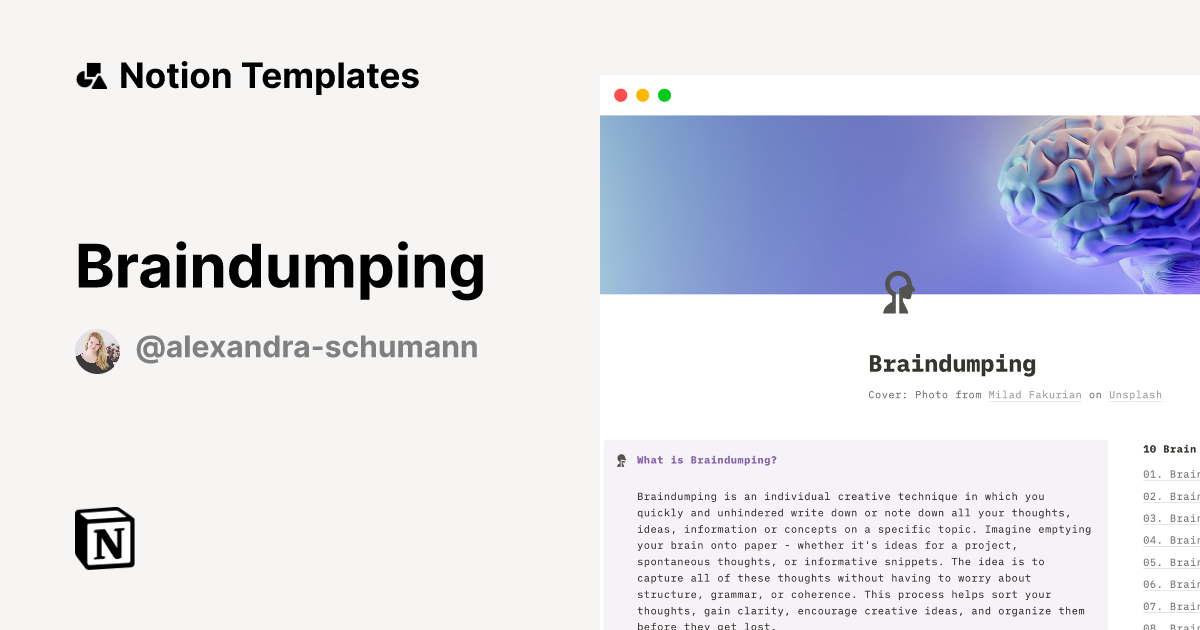 Braindumping Template | Notion Marketplace