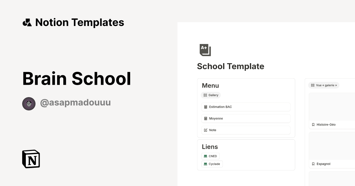 Brain School Template | Notion Marketplace