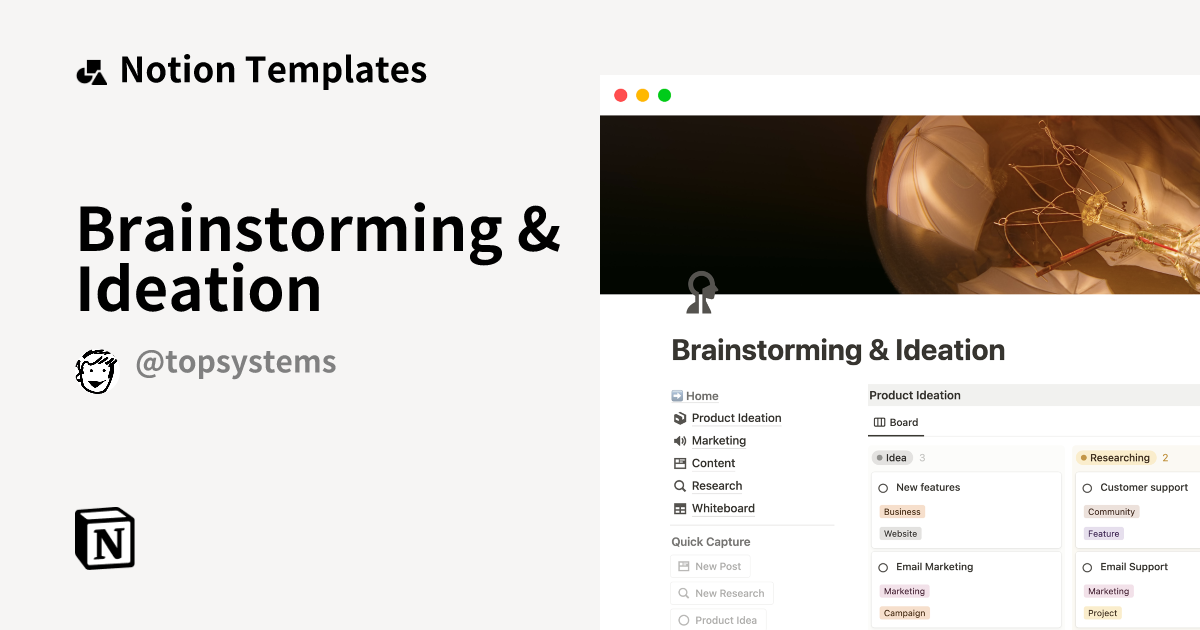 Brainstorming & Ideation Template | Notion Marketplace