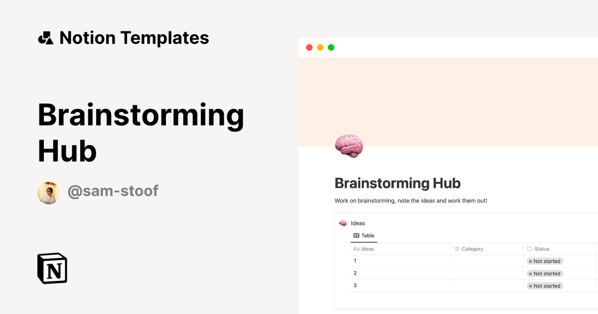 Brainstorming Hub Template | Notion Marketplace