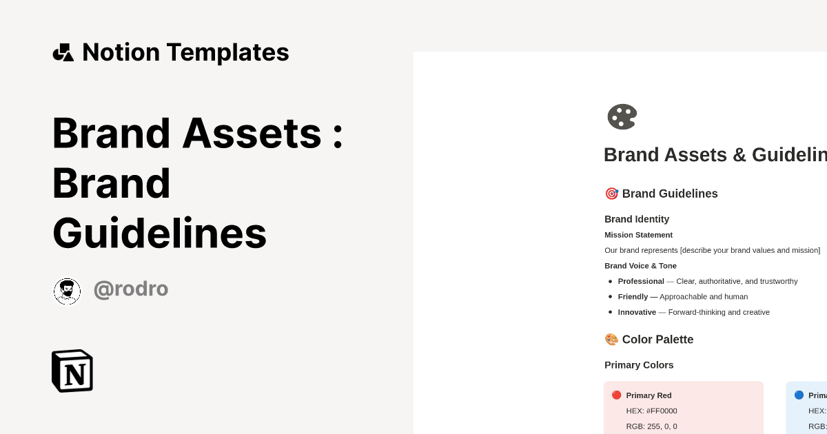 Brand Assets : Brand Guidelines Template | Notion Marketplace