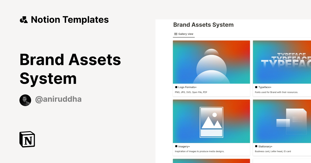 Brand Assets System Template by Aniruddha Medhekar | Notion Marketplace