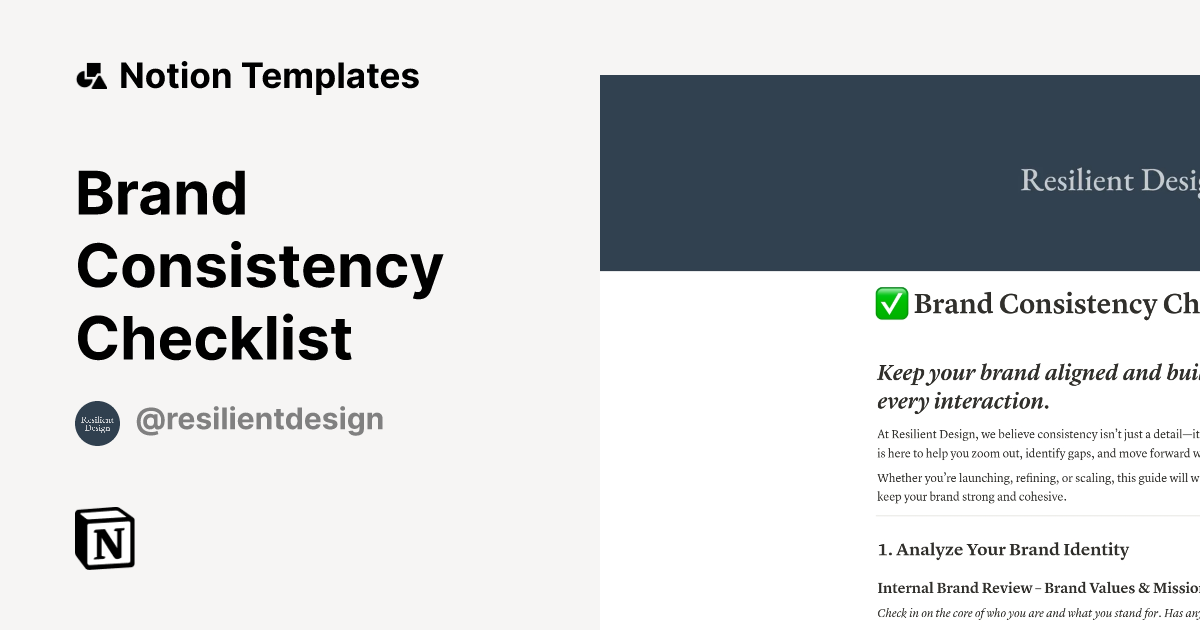Brand Consistency Checklist Template by Resilient Design | Creative ...