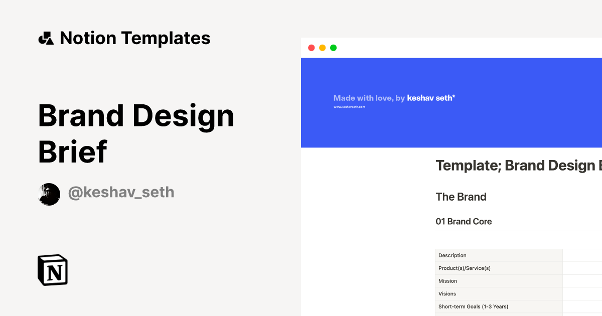 Brand Design Brief Template | Notion Marketplace Brand Design Brief Template | Notion Marketplace