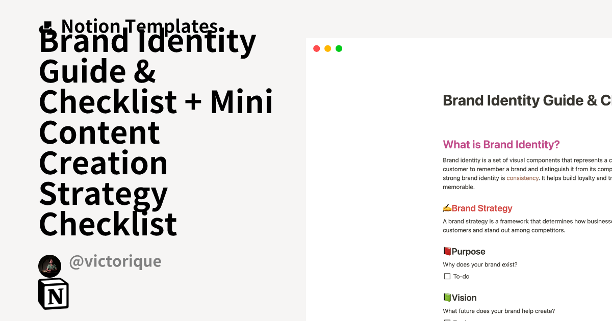 Brand Identity Guide & Checklist + Mini Content Creation Strategy ...