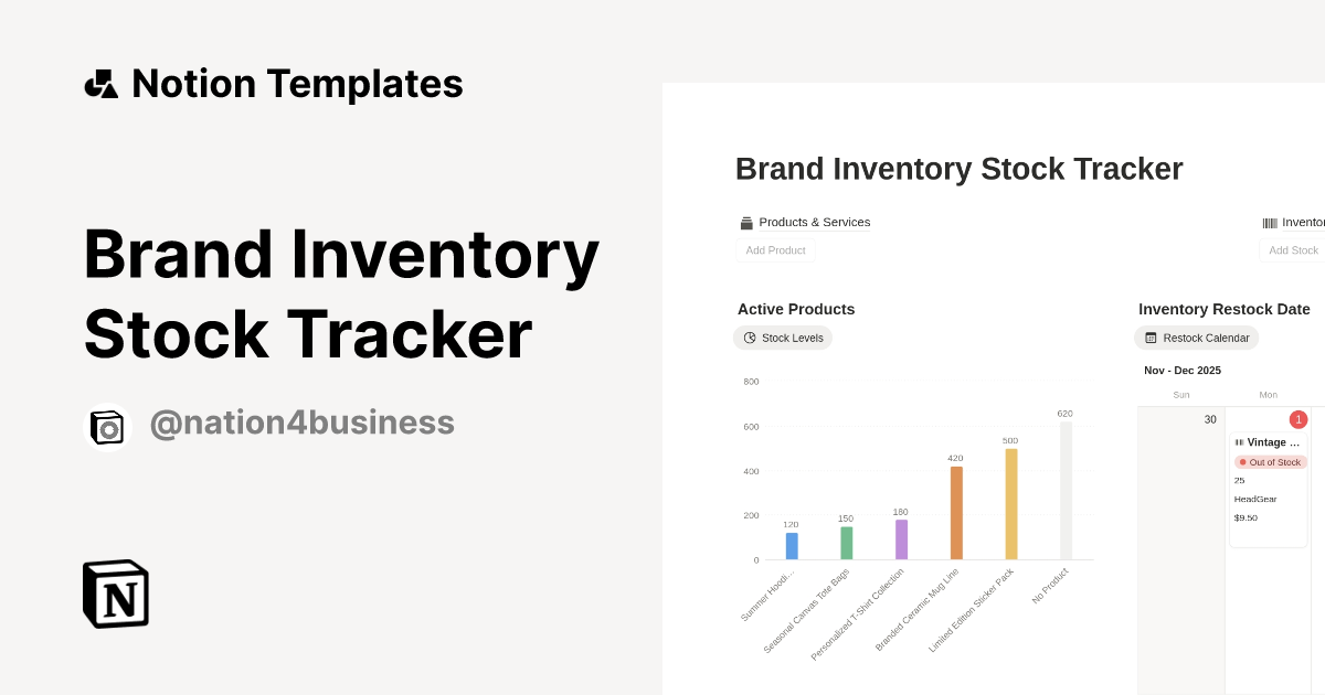 Brand Inventory Stock Tracker Template by Nation4Business | Notion ...