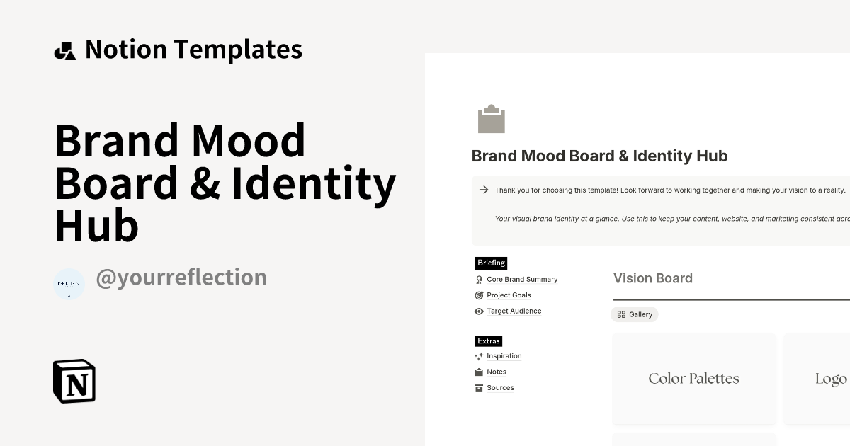 Brand Mood Board & Identity Hub Template | Notion Marketplace