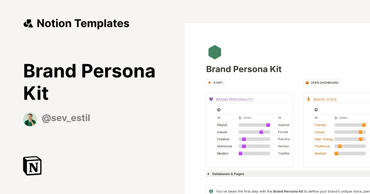 Brand Persona Kit Template by Sev Estil | Notion Marketplace