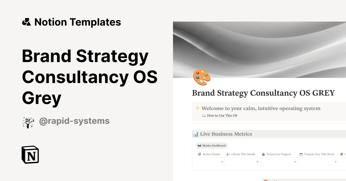 Brand Strategy Consultancy OS Grey Template | Notion Marketplace