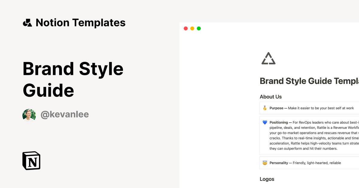 Brand Style Guide Template by Kevan Lee | Notion Marketplace